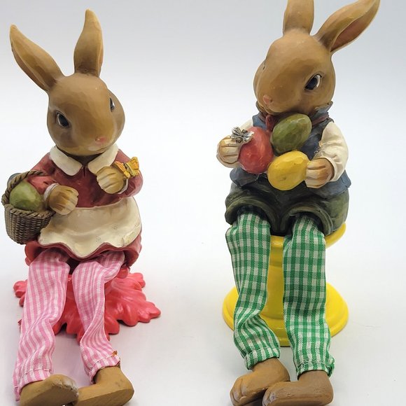 Source Unknown | Holiday | 2 Shelf Sitters Bunny Rabbits Figurines ...